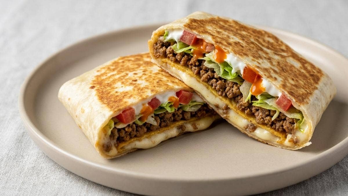 Crispy Beef Tortilla Wraps (Crunchwrap-Style) - Delishably