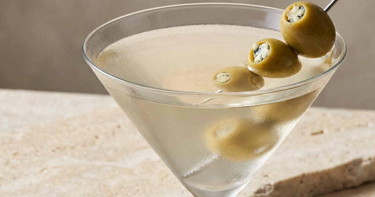 Dirty Martini with Blue Cheese Olives - Delishably