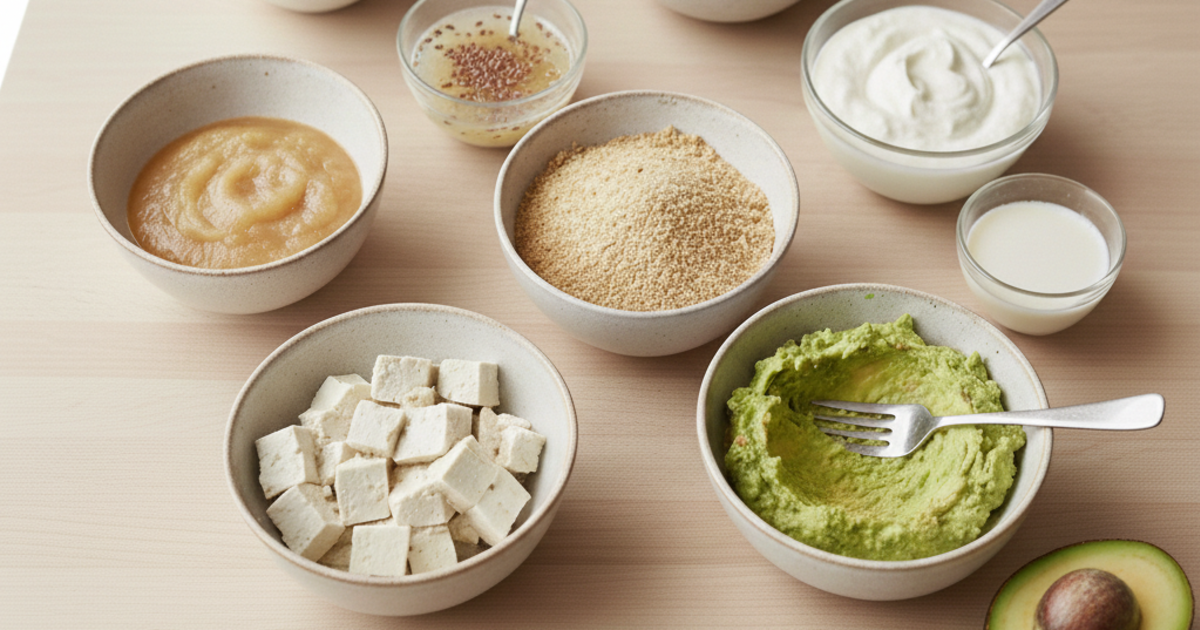 Need an egg substitute? Use applesauce, flax eggs, yogurt, bananas ...