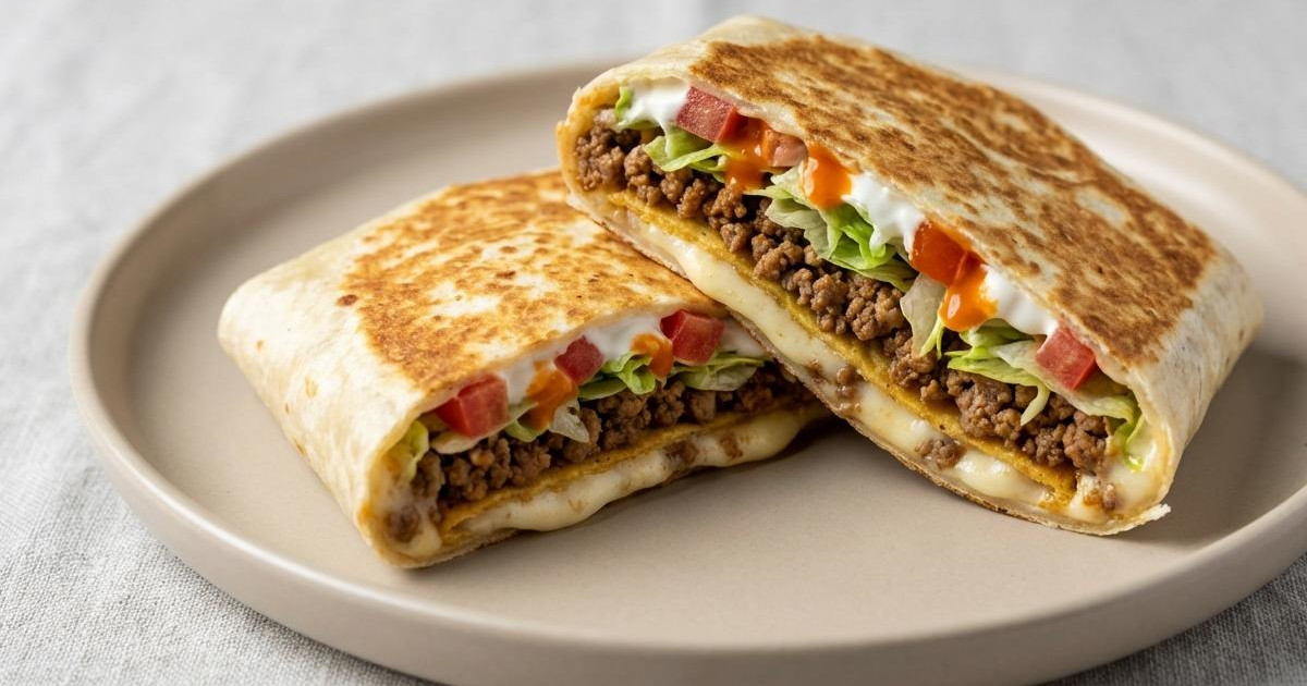 Crunchwrap Supreme–Style Wraps with Beef and Queso - Delishably