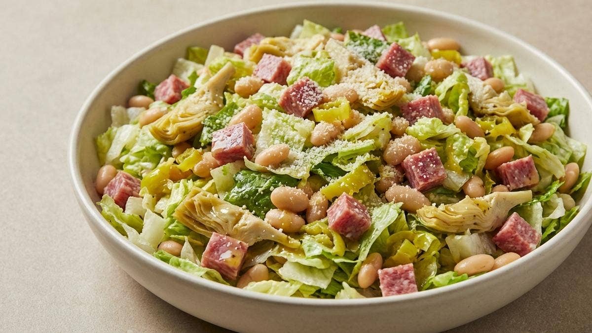 Chopped Italian Salad With Salami, Beans, and Artichokes - Delishably