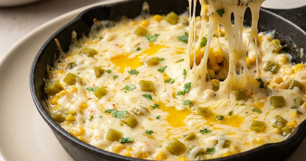 Cheesy Green Chile Corn - Delishably