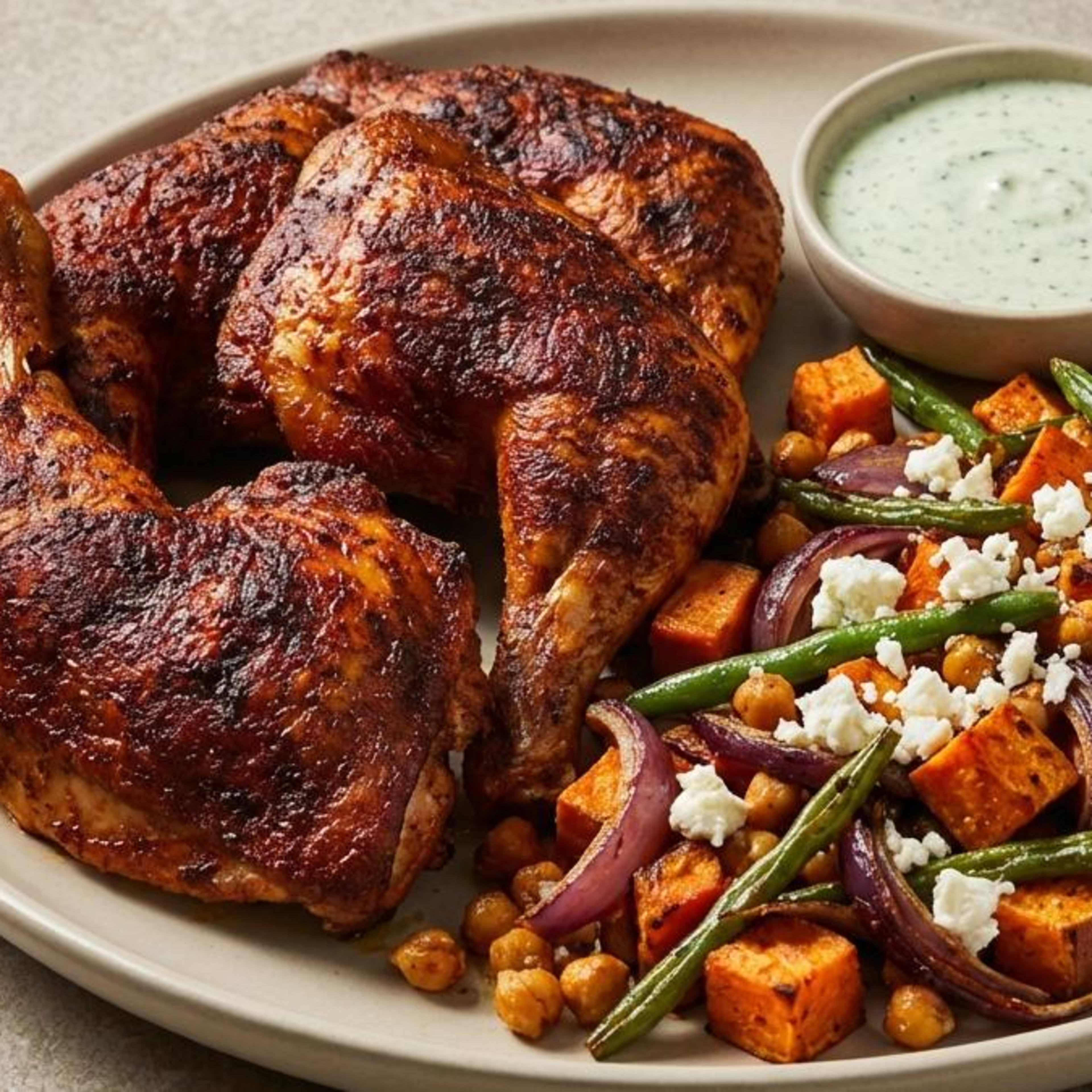 Sheet-Pan Roasted Chicken with Sweet Potato Hash - Delishably