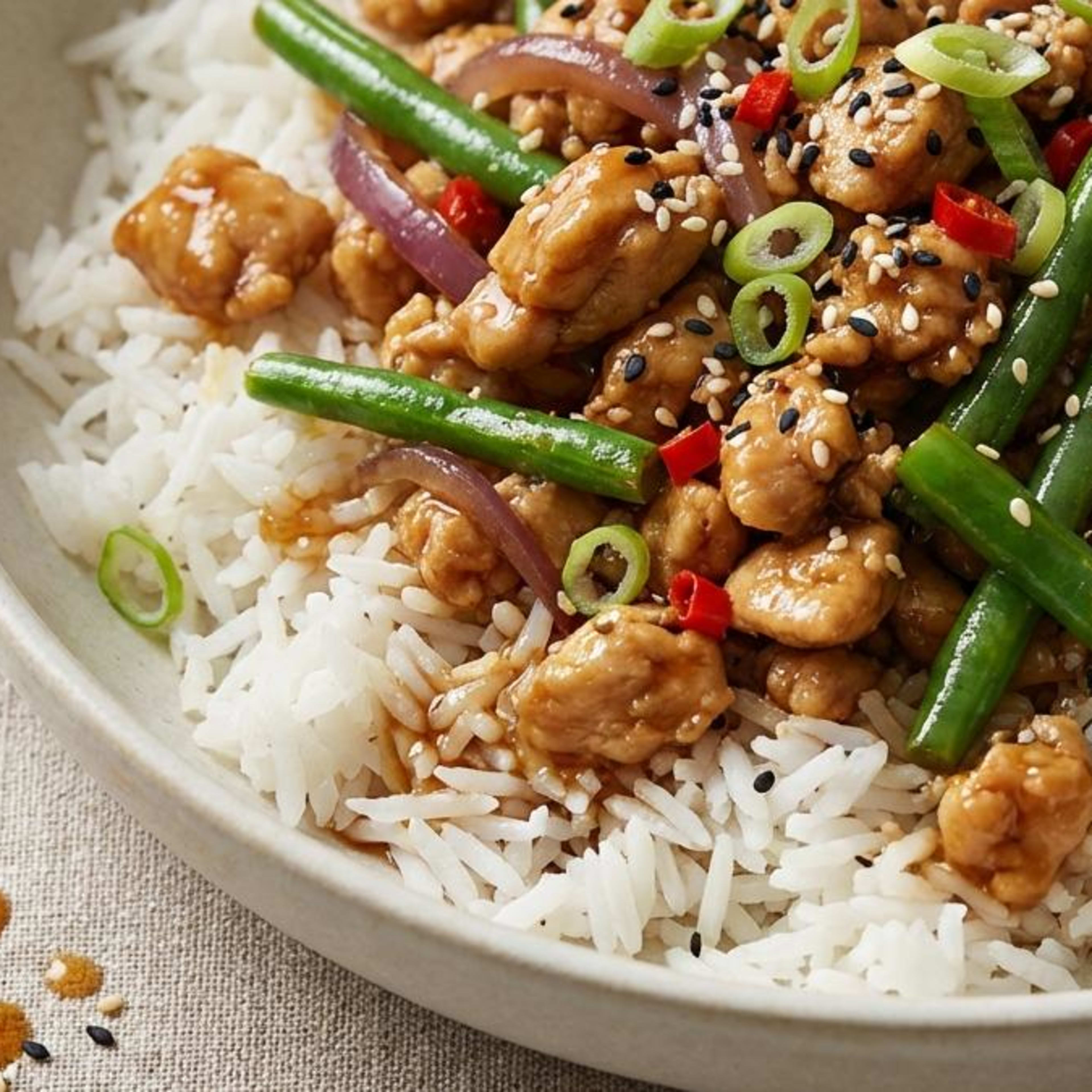 Sesame Ground Chicken Rice Bowls - Delishably