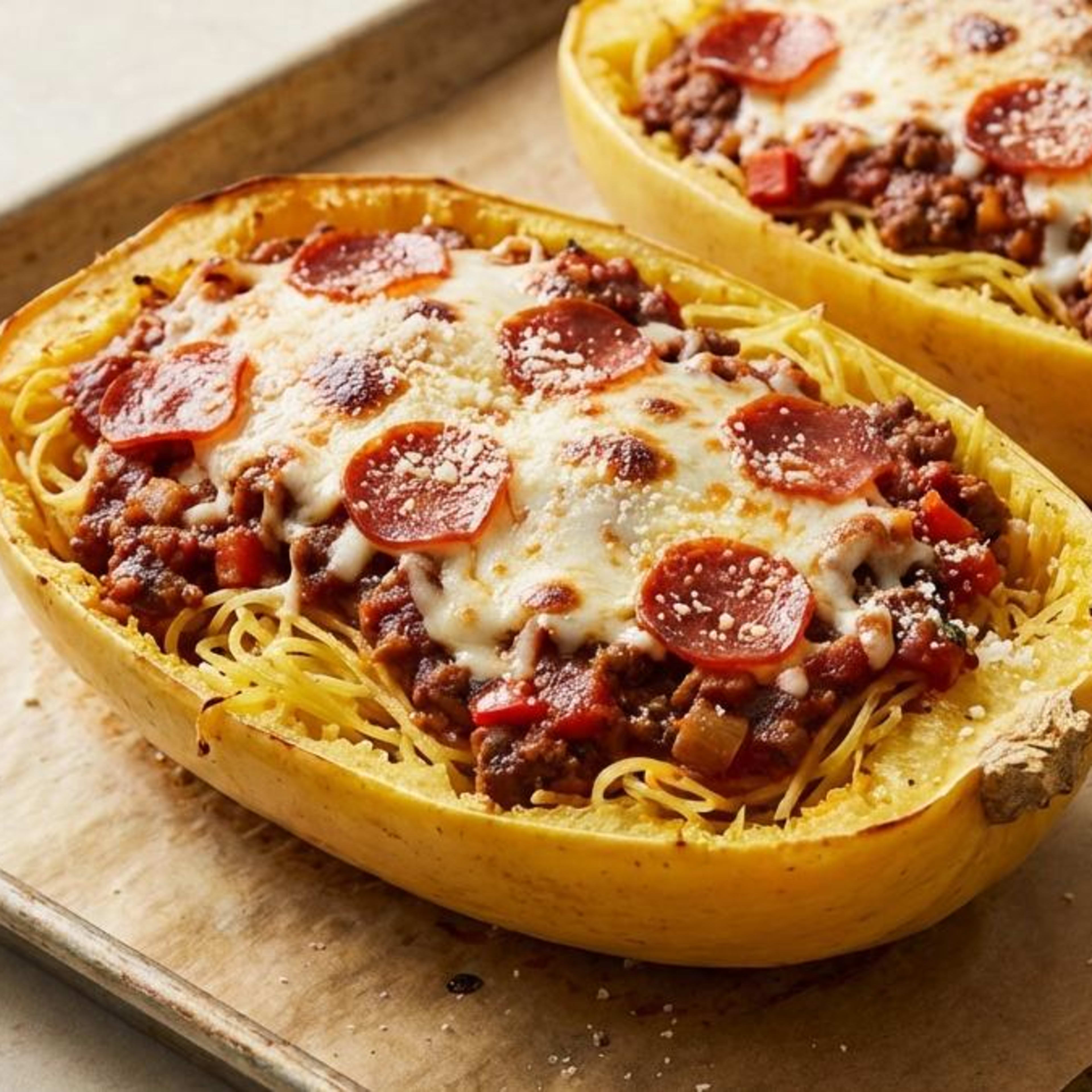 Spaghetti Squash Pizza Boats - Delishably