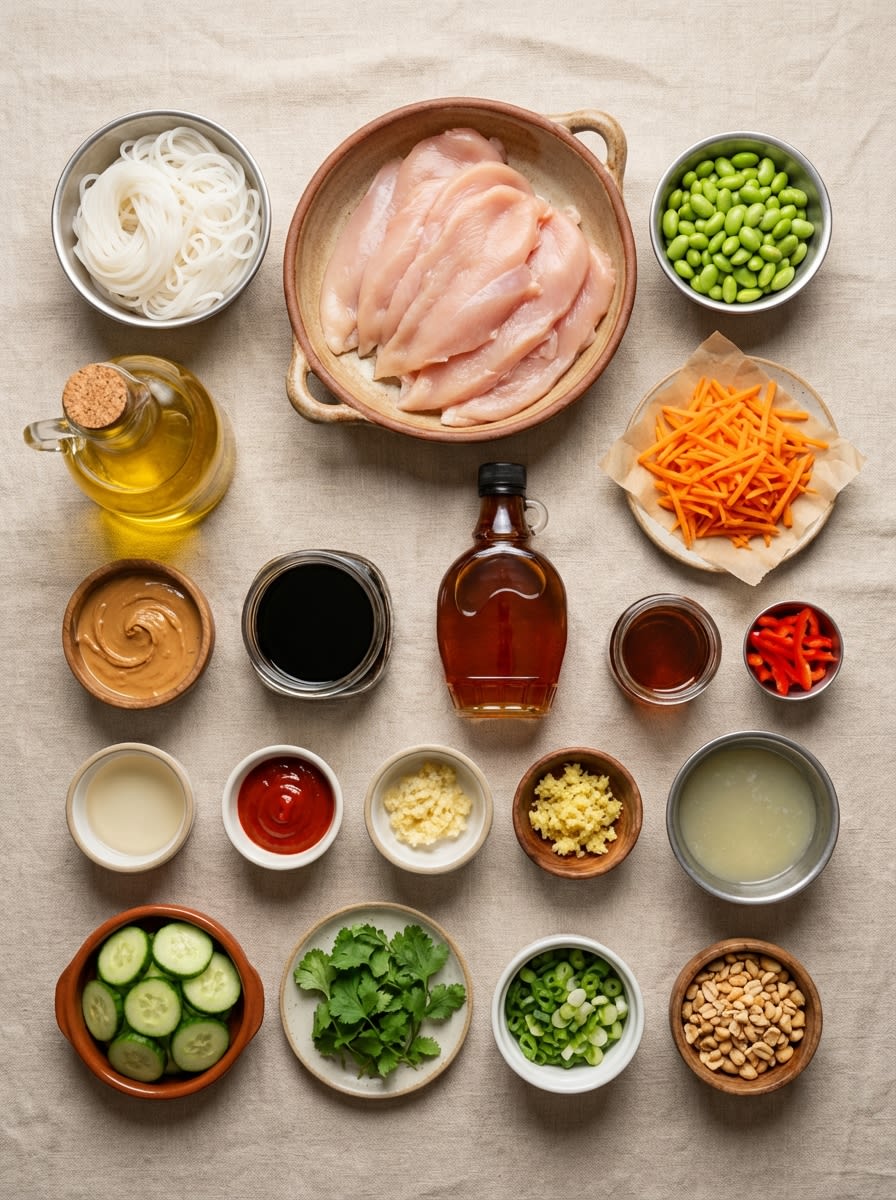 Thai Peanut Chicken Noodle Bowls - Delishably