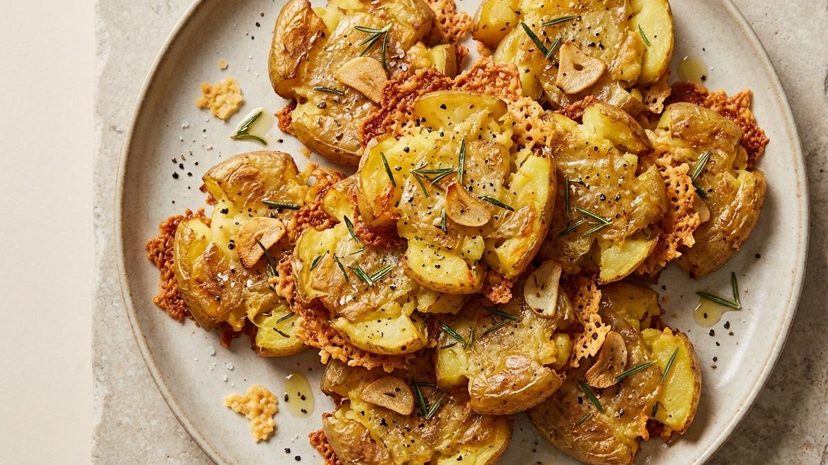 Crispy Smashed Potatoes - Delishably