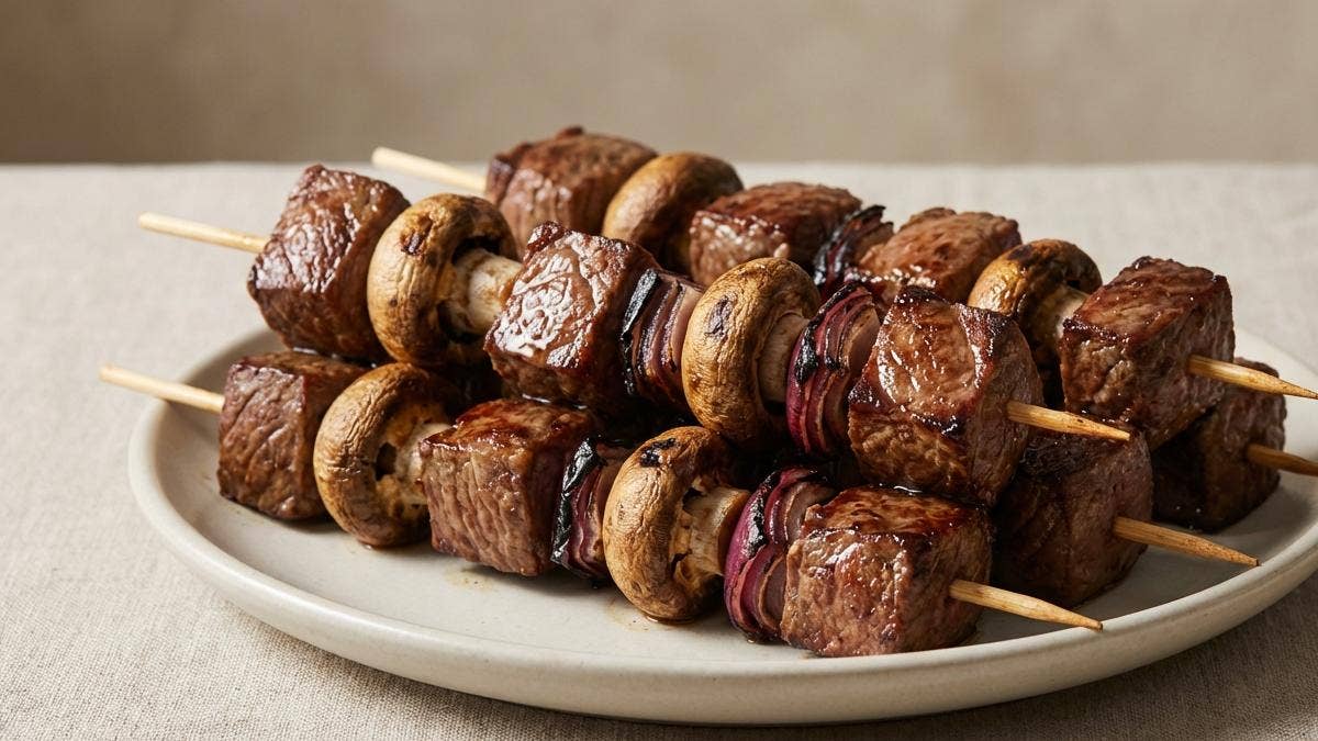 Steakhouse Beef Kebabs - Delishably