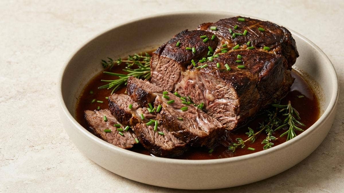 Red Wine–Braised Chuck Roast with Reduced Pan Sauce - Delishably