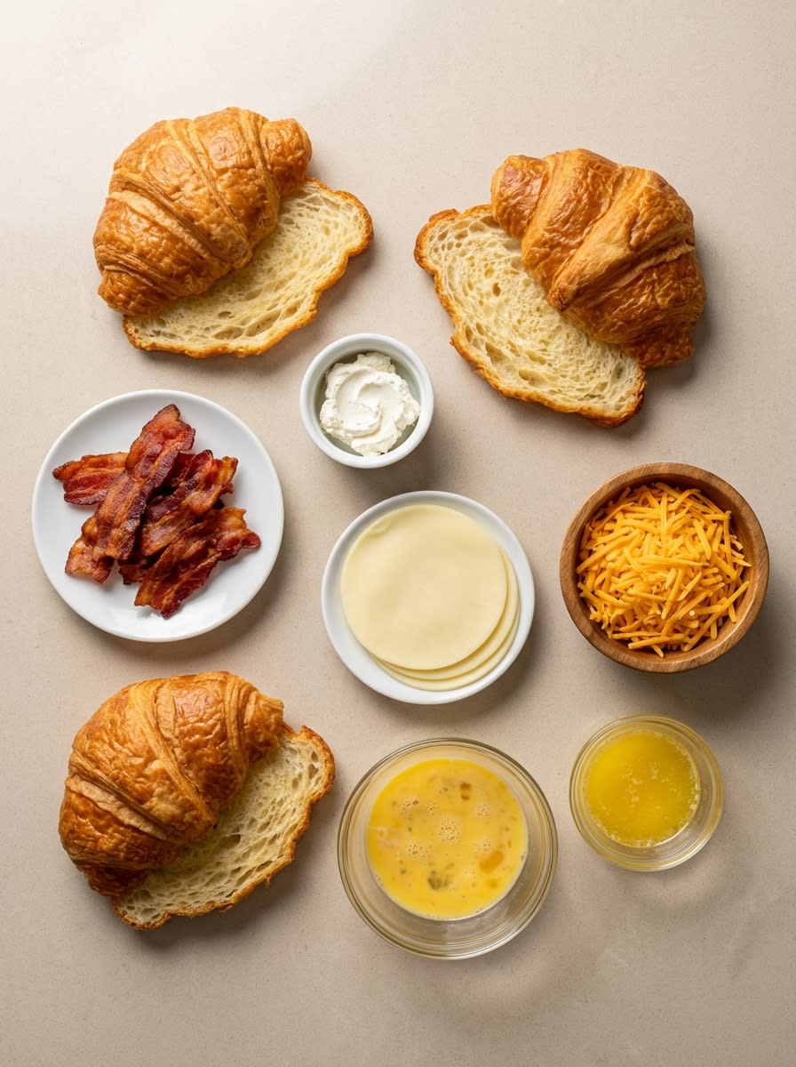 Easy Bacon, Egg & Cheese Croissant Breakfast Sandwiches - Delishably