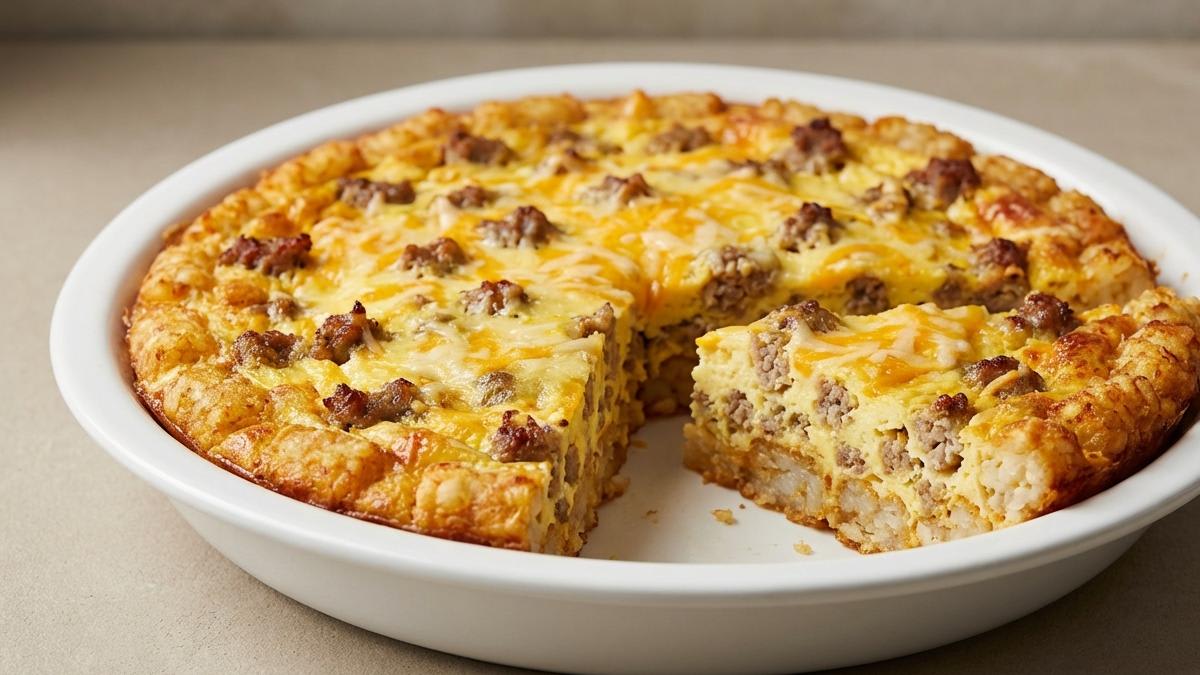 Tater Tot Breakfast Quiche - Delishably