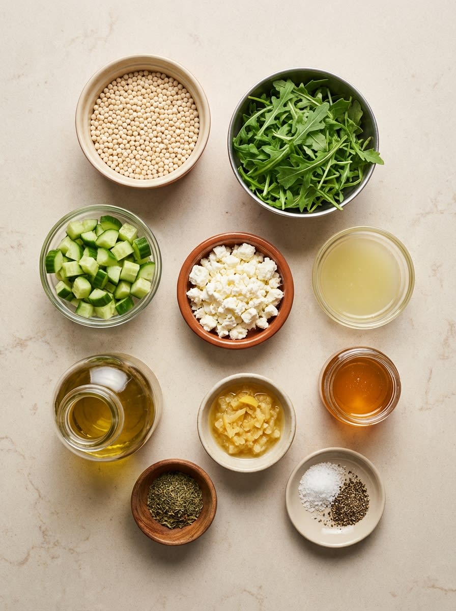 Lemon Pearl Couscous Salad With Arugula and Feta - Delishably